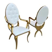China Elegant Royal Furniture Stainless Steel Wedding Armrest Chair High Back Party Throne Chair for Bride and Groom for sale