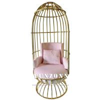 China King Gold Throne Chair with Fancy Leather Bird Cage Shape Cushion Stainless Steel for Hotel or Living Room Event Furniture for sale