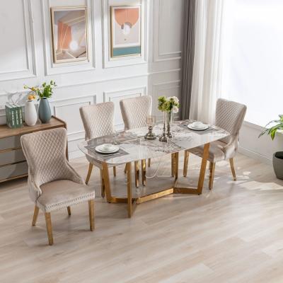 China Customized Modern Restaurant Chairs Stainless Steel Frame and Velvet Fabric for Dining Kitchen Hall or Villa Use for sale