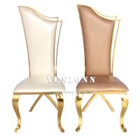 China Factory Wholesale Stainless Steel Party Chairs High Back Wedding Chairs for Bride and Groom Hotel Dining Chairs for Reception for sale