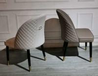China Exquisite Rhombus Patterned Dining Room Chairs Leather Cover Iron Frame for sale