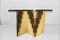 China Luxury Modern Tempered Glass Top Dining Table With Durable Metal Base for sale