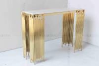 China Tubular Modern White And Gold Console Table Wall Cabinet Shelf Luxury Furniture for sale