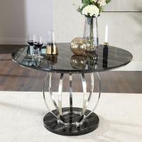 China Savory Marble Top Stainless Steel Silver Dining Table With Chairs Set H75cm for sale