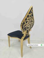 China Fancy Gold Wedding chair stackable luxury design white cushion for sale
