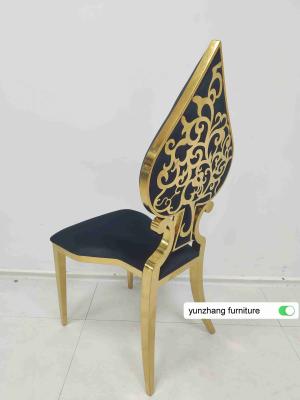 China Fancy Gold Wedding chair stackable luxury design white cushion for sale