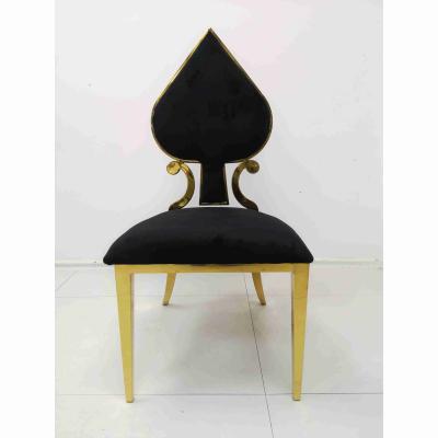 China Poker Heart Banquet Dining Chair Black Color Stainless Steel Frame for sale