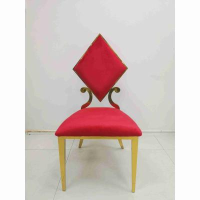 China Prismatic Poker Wedding Banquet Chair Red Color Stainless Steel Frame for sale