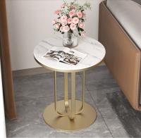 China Popular Elegant Side Table With Stainless Steel Base Metal Marble Family Use for sale