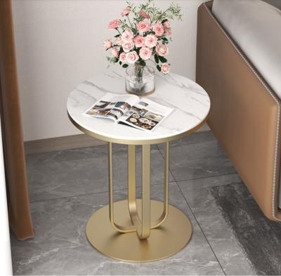 China Popular Elegant Side Table With Stainless Steel Base Metal Marble Family Use for sale