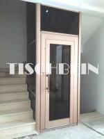 China Germany Technique Gearless Compact Design 300kg-450kg Home Villa Elevator 304 Stainless Steel Cabin EN81 Manual Door for sale