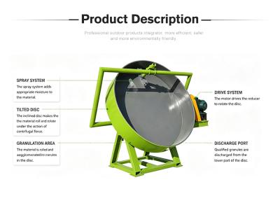 China Fertilizer Granulator Machine with Integral Arc Design, Non-power Scraper, and Adjustable Disc Angle for High Granulation Rate for sale
