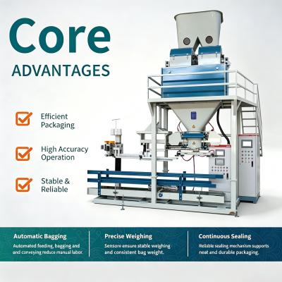 China High-quality Steel Fertilizer Packaging Machine with 300-480 Bags/Hour Speed and 5-65KG Packing Range for sale