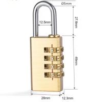 China Copper Digits Password Padlock Combination For Luggage Bag 50mm for sale