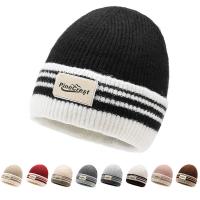 China New Striped Warm Stylish Versatile Knitted Hat For Autumn And Winter for sale