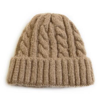 China Classic Cable - Knit Thickened Beanie Pullover Warm Hat For Autumn Winter for sale