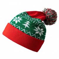 China Festive Pom-Pom Knitted Hat with Warm Windproof Fit and Soft Skin-Friendly Material for Winter for sale