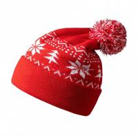China Festive Pom-Pom Knitted Hat with Warm Windproof Fit and Soft Skin-Friendly Material for Winter for sale