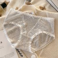 China Elegant Delicate Lace Trim Stretchable Stay-Put Fit Soft Breathable Cotton Ladies' Lace Briefs for sale