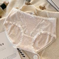 China Elegant Delicate Lace Trim Stretchable Stay-Put Fit Soft Breathable Cotton Ladies' Lace Briefs for sale
