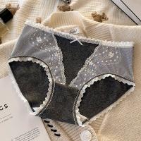 China Elegant Delicate Lace Trim Stretchable Stay-Put Fit Soft Breathable Cotton Ladies' Lace Briefs for sale
