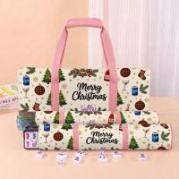China Vintage Christmas Aesthetic Large-Capacity Makeup Handbag with Water-Resistant Fabric for sale