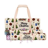 China Vintage Christmas Aesthetic Large-Capacity Makeup Handbag with Water-Resistant Fabric for sale