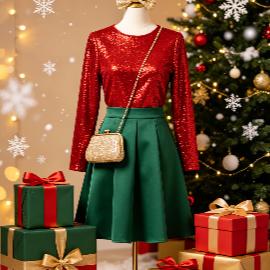 China Elegant One-Shoulder Sequined Top with Exquisite Sequined Decoration and Comfortable Long-Sleeve Design for Christmas for sale
