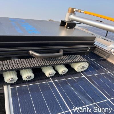China Automated Solar Panel Cleaning Robot Machine 1500mm Brush Width Waterless Dry Cleaning System for sale