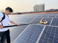 China Trade Term Fob Double Roller Head Solar Panel Cleaning Rotating Brushes with Water Fed Pole for sale