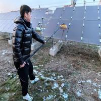 China Wanlv Sunny Solar Panel Cleaning Brush 80cm with 3.6-11.4m Telescopic Pole Aluminum Alloy for sale