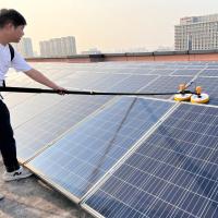 China Dual Supply 3.5M Telescopic Pole Solar Cleaning Brush for Photovoltaic Farm 24V 180W for sale