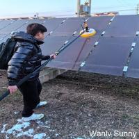 China Single-Head Micro-Gear Rotary Solar Panel Cleaning Brush 7.5m Telescopic Pole Lithium Battery for sale
