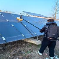 China Solar Panel Cleaning Brush 7.5m Telescopic Handle Single Disc Rotating Head for Photovoltaic Farms for sale