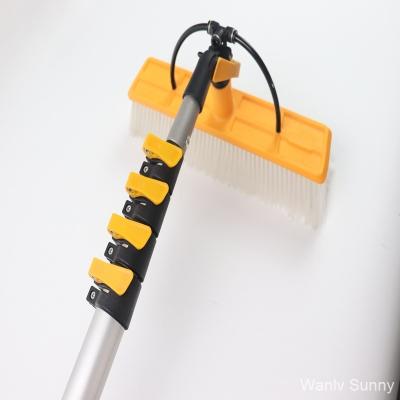 China 11-24 ft Retractable Window Cleaning Kit Aluminum Alloy Telescopic Rod 80cm Brush Head for sale