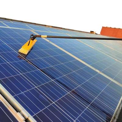 China Aluminum Alloy Solar Panel Cleaning Brush 55cm Wide Head 4.8m Extended Pole Manual Water Spray for sale