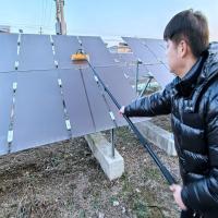 China 11.4m Carbon Fiber Telescopic Pole with Water Tap Connection for Solar Panel Cleaning for sale