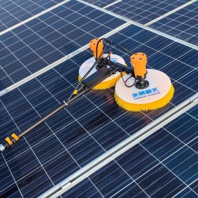 China Wanlv Sunny Solar Panel Cleaning Brush Double Rotating Heads 65cm Nylon Bristles 150W Motor for sale