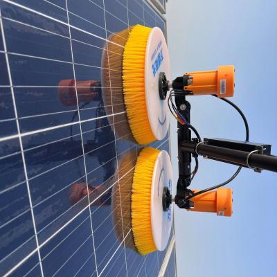 China Solar Panel Cleaning Brush with Water Fed Pole Double-Disc Spin Heads and CE Certified for sale