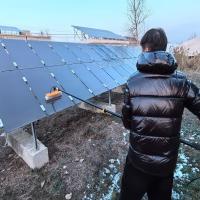 China Wanlv Sunny Solar Panel Cleaning Brush 55cm Nylon Head 11.4m Carbon Fiber Handle for sale