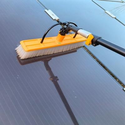 China High Altitude Solar Panel Cleaning Manual Spray Brush 55cm Head 10m Carbon Fiber Handle for sale