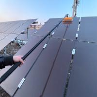 China 10m Telescopic Carbon Fiber Water Spray Brush for Solar Panel Cleaning Connect to Tap or Pump for sale