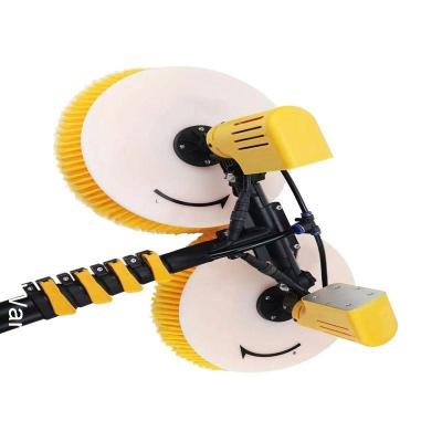China Solar Panel Cleaner 3.5m Water Fed Pole Spin Brush with 2 Nylon Yarn Heads for High Places Cleaning for sale