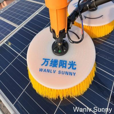 China Nylon Yarn Solar Panel Brush Double Disc Rotary 40cm Cleaning Width AC110 240V for sale