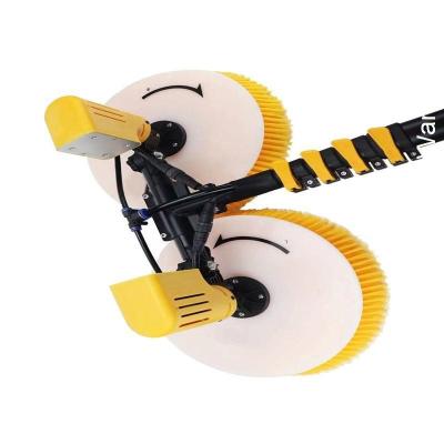 China Electric Solar Panel Cleaning Brush 5.5m Adjustable Handle Dual Disc Heads 180W 24V for sale
