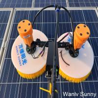 China Electric Solar Panel Cleaning Brush 5.5m Adjustable Handle Dual Disc Heads 180W 24V for sale