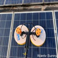 China Electric Solar Panel Cleaning Brush 5.5m Adjustable Handle Dual Disc Heads 180W 24V for sale