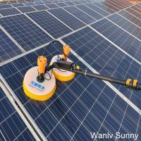 China Rotary Solar Panel Cleaning Brush 10 Inch Soft Bristle On Off Switch Telescopic Rod 3.5m for sale