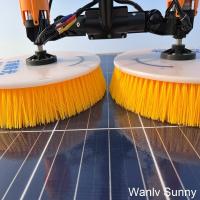 China Rotary Solar Panel Cleaning Brush 10 Inch Soft Bristle On Off Switch Telescopic Rod 3.5m for sale