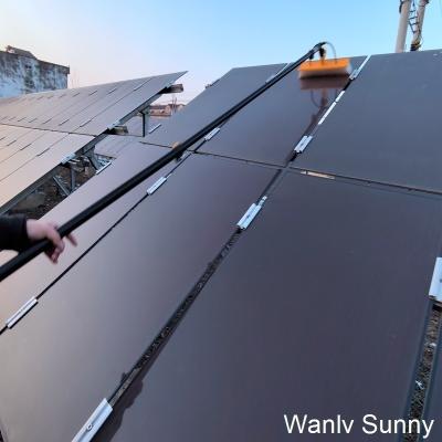 China Manual Water Spray Solar Panel Cleaner Brush 3.6m to 11.4m Telescopic Pole for sale